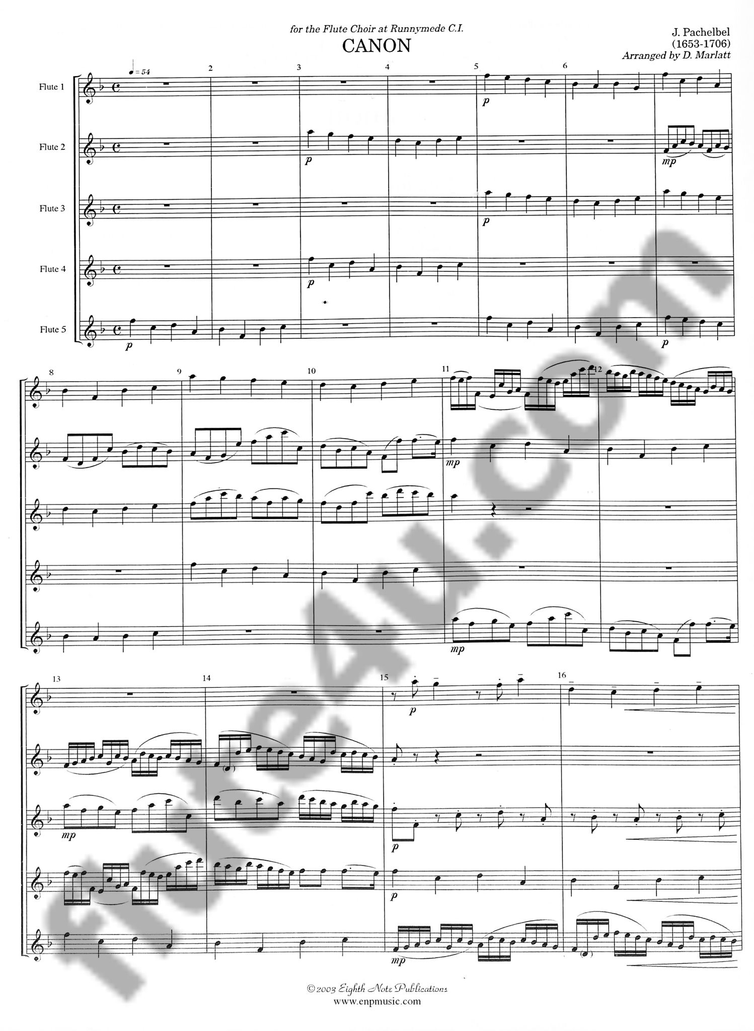 Pachelbel, J :: Canon > Carolyn Nussbaum Music Company