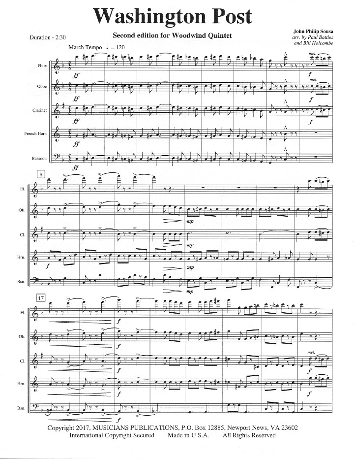 Sousa, JP :: Washington Post March > Carolyn Nussbaum Music Company