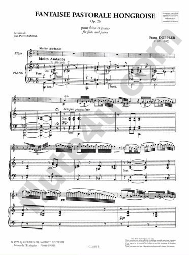 Sheet Music, Fantaisie Pastorale Hongroise op. 26, Doppler, F, Flute ...